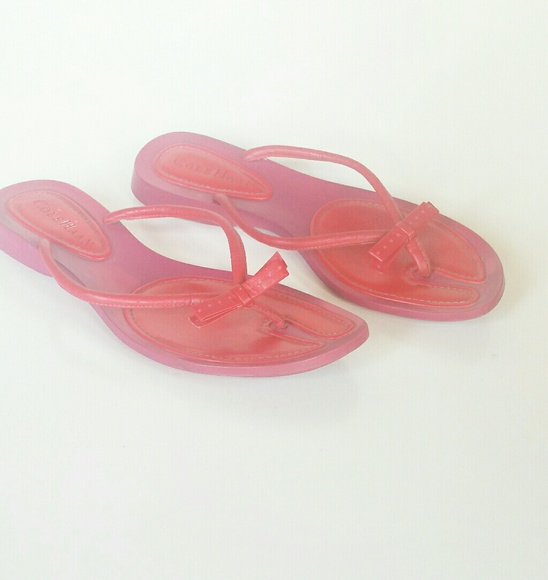 Cole Haan | Shoes | Cole Haan Raspberry Jelly Thong Sandals With Bow ...